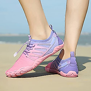 UMANPOO Women Water Shoes Men Barefoot Slip on Sneakers Swim Pool Aqua Beach Running Walking Hiking Cycling Gym Non Slip (Pink, Numeric_8)