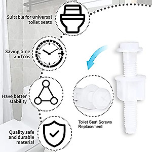 4pcs Universal White Plastic Toilet Seat Hinge Bolt Screw for Top Mount Toilet Seat Hinges