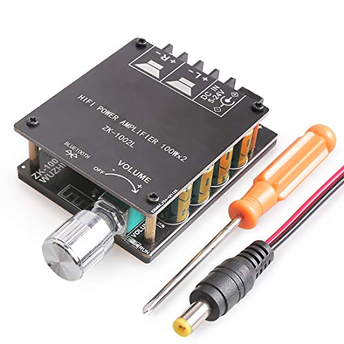 DAMGOO Bluetooth Amplifier Board, 100W+100W Peak Output Power, 2.0 Channel DC:8-24V, Password Free Connect, BT 5.0 AMP Board for DIY Wireless Speakers Board