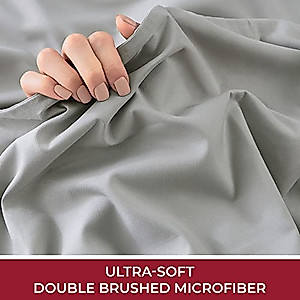 Mellanni King Size Sheets - Iconic Collection Bedding Sheets & Pillowcases - Extra Soft, Cooling Bed Sheets - Deep Pocket up to 16 inch - Wrinkle, Fade, Stain Resistant - 4 PC (King, Light Gray)