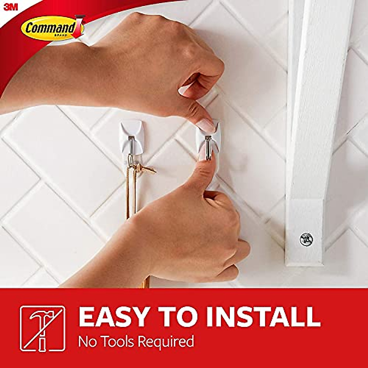 Command Wall Hooks Bundle - Command Small Wire Toggle Hooks 16 Hooks with Large Utility Hooks 7 Hooks, Command Strips Included