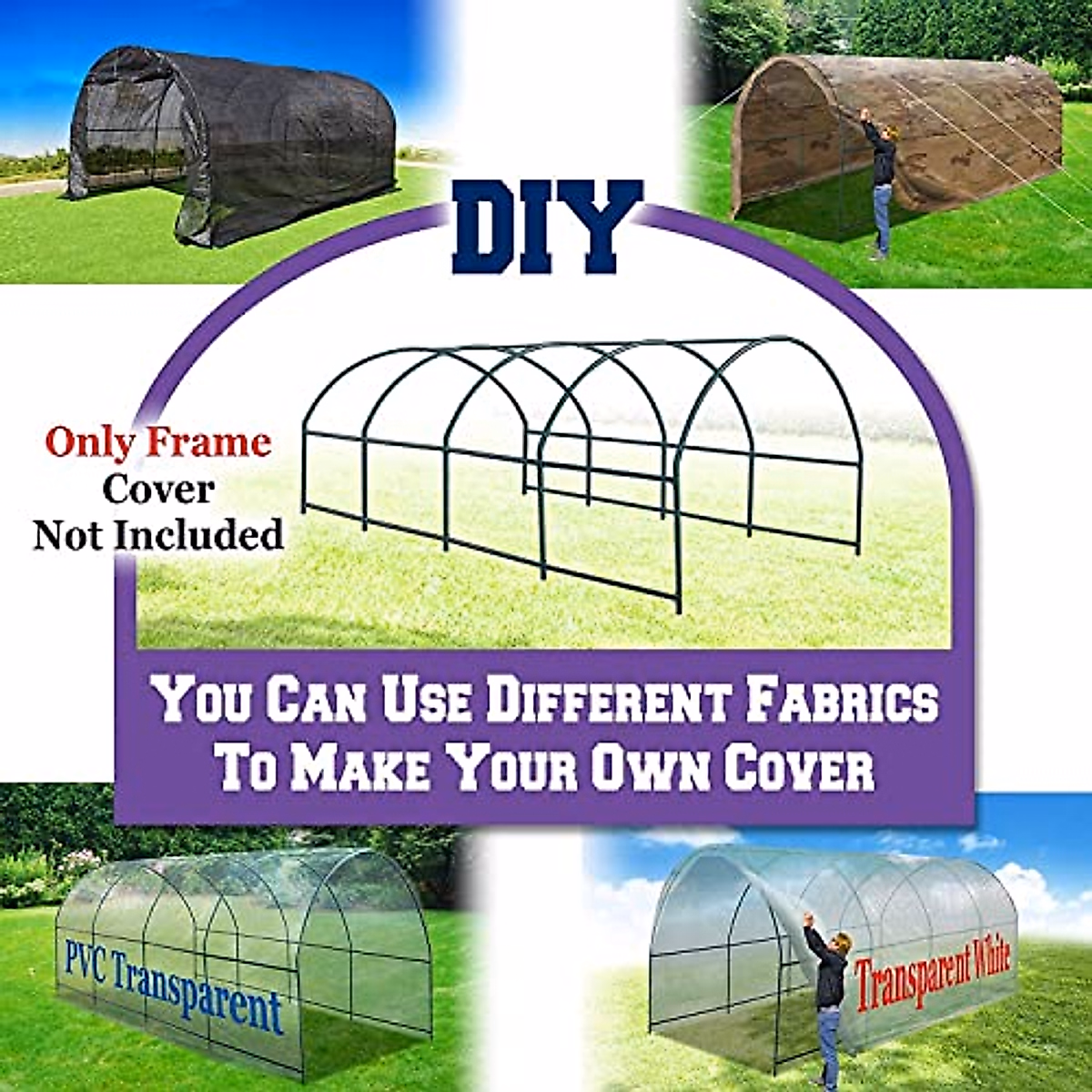 YardGrow Greenhouse Frames for Larger Hot Garden House Support Arch Frame Climbing Plants/Flowers/Vegetables Outdoor (16x7x7 FT)