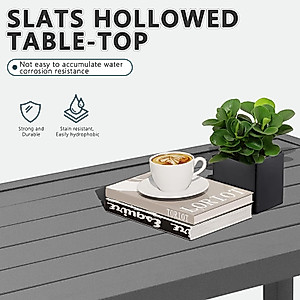 Auzfy 5 PCS Cast Aluminum Outdoor Patio Furniture Set, Metal Patio Conversation Furniture Set, Modern Outdoor Aluminum Patio Sectional Sofa Set with Removable Cushions and Coffee Table, Dark Blue