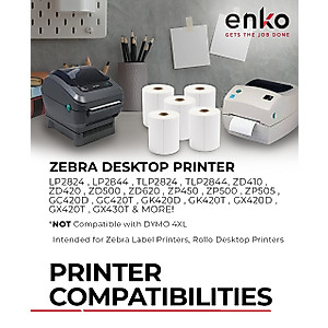 enKo - Direct Thermal Labels Compatible for Zebra/Rollo 4" x 5" Label - 1 in Core - (6 Roll, 1800 Labels)