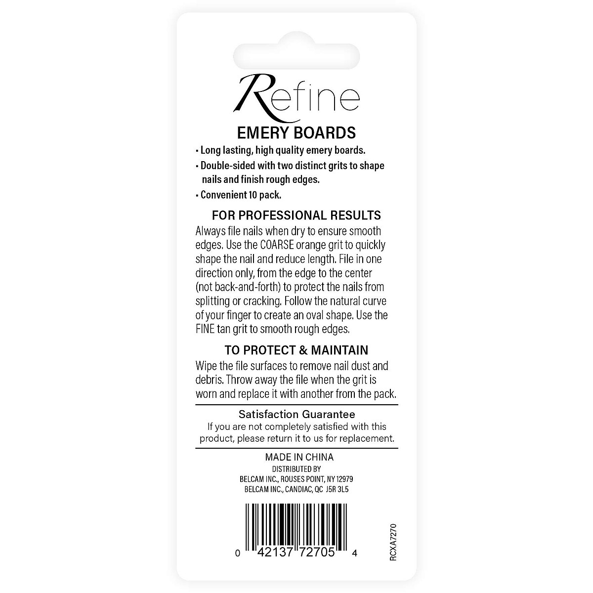 REFINE Emery Boards 120/150 Grit Nail Files, 30 Count