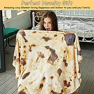 SeaRoomy Burritos Tortilla Throw Blanket, Tortilla Wrap Blanket, Novelty Funny Tortilla Round Blanket Giant Tortilla Round Soft Blanket for Kids (Brown, 47 inches)