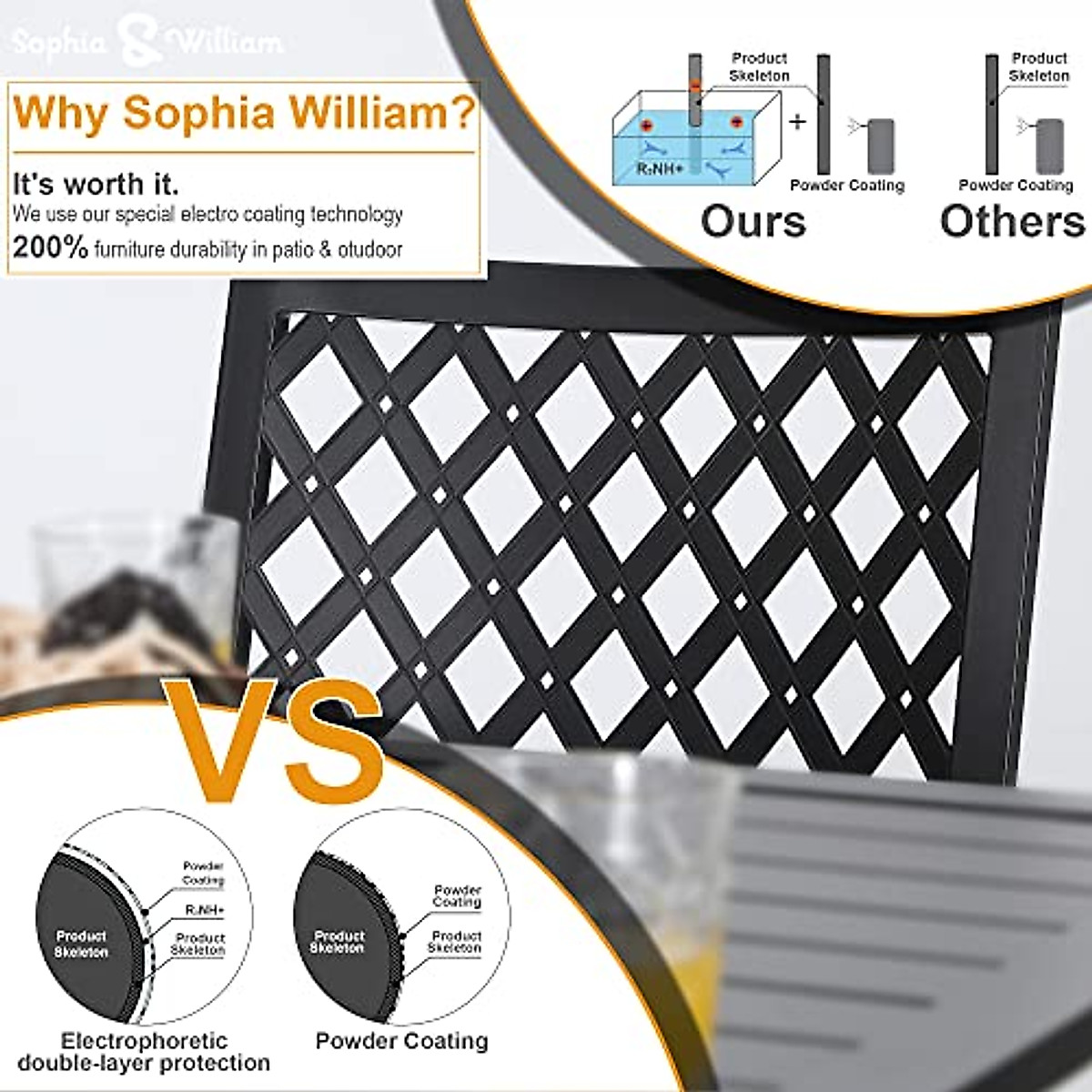 Sophia & William Patio Dining Set 9 Pieces Outdoor Metal Furniture Set, 8 x Swivel Patio Dining Chairs with 1 Expandable 6-8 Person Table for Lawn Garden Pool