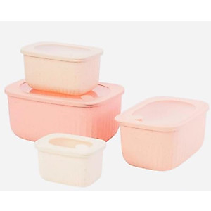Gourmet Kitchen 8-Piece Plastic Food Storage Container Set with Vented Lids, 4 Sizes (PINK)