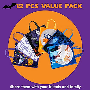 JOYIN 12 Halloween Large Treat Goody Tote Bags 17” x 15” for Halloween Trick or Treat Candy Bags, Gift Goodie Bags, School Classroom Bags, Party Favor Supplies