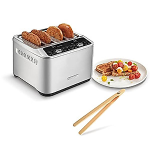 Cuisinart CPT-540 4-Slice Digital Motorized Toaster Bundle with Bamboo Tongs