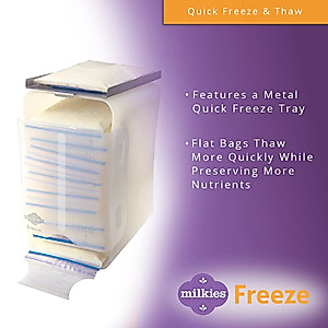 Milkies Freeze Organizer for Breast Milk Storage Bags, Simple Container Storing System for Freezing Breastmilk to Feed Baby, Reusable Accessories, Use with All Milk Bags for Breastmilk Organization