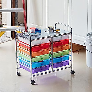 ECR4Kids 12-Drawer Mobile Organizer, Storage Cart, Assorted