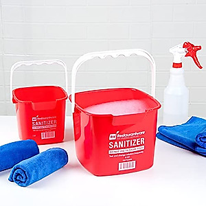 Restaurantware RW Clean 8 Quart Cleaning Bucket 1 Detergent Square Bucket - With Measurements Built-In Spout And Handle Red Plastic Utility Bucket For Home Or Commercial Use