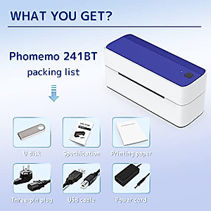 Bluetooth Thermal Label Printer, Phomemo Wireless 4x6 Shipping Label Printer for Shipping Packages, High Speed Desktop Label Maker for Small Business, Compatible with Amazon, Etsy, Ebay, USPS, Shopify