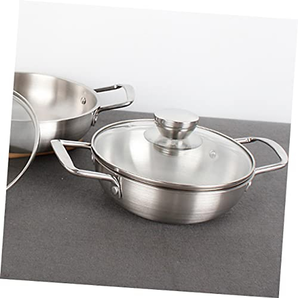 GANAZONO Stainless Steel Noodle Pot Korean Pots for Cooking Ramen Pot with Lid Stainless Steel Stock Pot Instant Ramyun Pot Noodle Stock Pot Korean Ramen Noodle Pot Korean Cooking Pot Pan