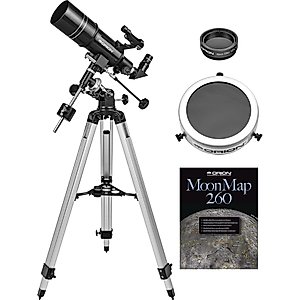 Orion Observer 80ST EQ Refractor Sun and Moon Kit with Solar (Sun) Filter and Moon Filter