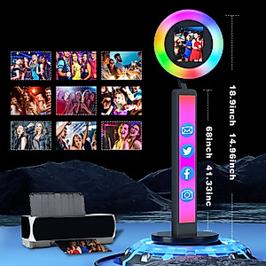 Portable Photo Booth for 10.2in 10.9in 12.9in Ipad, Selfie Photo Booth with Software, Flight Case, Ring Light, APP Remote Control, Music Sync