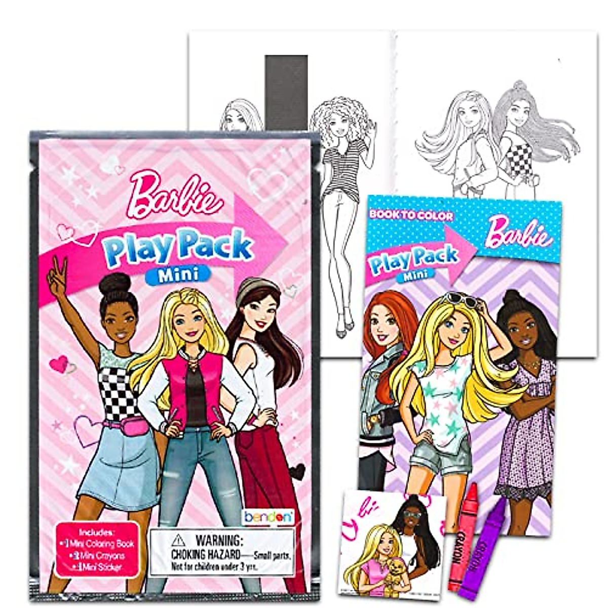 Barbie Mini Party Favors Set for Kids - Bundle with 24 Mini Barbie Grab n Go Play Packs with Coloring Pages, Stickers and More (Barbie Birthday Party Supplies)
