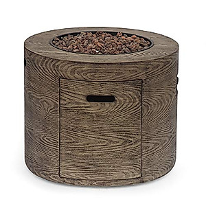 Christopher Knight Home Senoia Outdoor FIRE Pit, Wood Pattern Brown