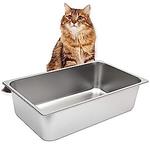 Kichwit Stainless Steel Cat Litter Box, Metal Litter Pan for Cat, Non Stick Smooth Surface, 21.1" L x 13.1" W x 6" H