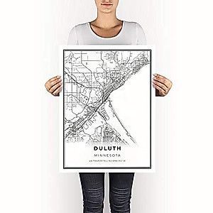 Skanndi Duluth Map Print, Minnesota MN USA Map Art Poster, Superior Modern Wall Art, Street Map Artwork 18x24