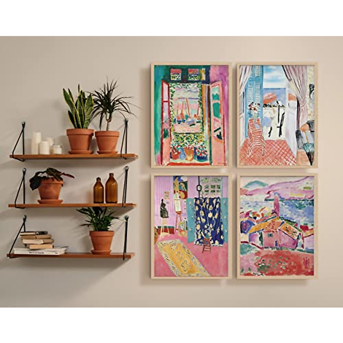 Matisse Wall Art Prints - Set of 4 Henri Aesthetic Posters for Aesthetic Room Decor, Art Exhibition Matisse Prints Pink Posters Framable Art Cute Impressionist Group of Prints (8x10)