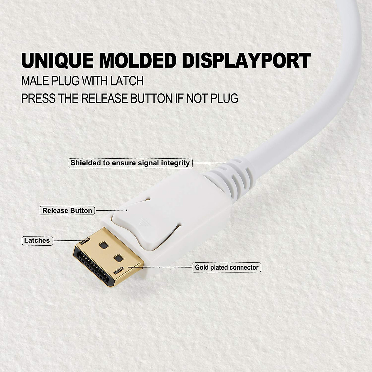 CableCreation DisplayPort to HDMI Cable 6FT, 4K 30Hz DP 1.2 to HDMI Male to Male Cable, 3D Audio/Video Cord Converter for PCs to HDTV, Monitor, Projector, White