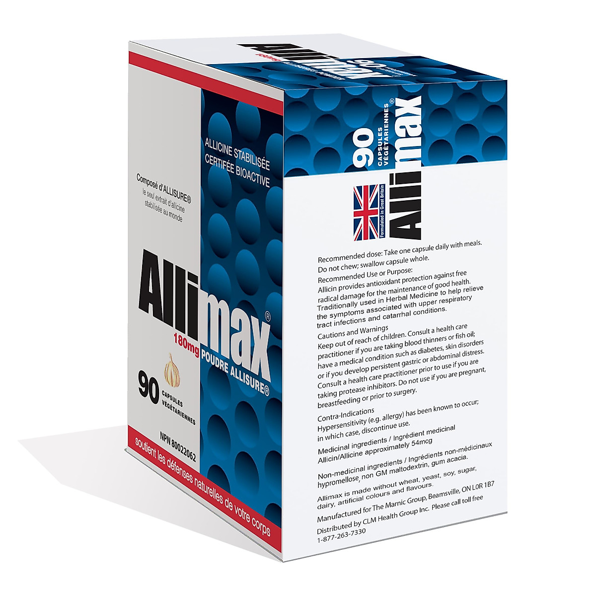 ALLIMAX 180mg 90 Capsules. Allicin Garlic Supplement to Support Your Body’s Immune Function. Contains Stabilized and Potent Bioactive Allicin, Extracted from Clean & Sustainable Spanish Grown Garlic.