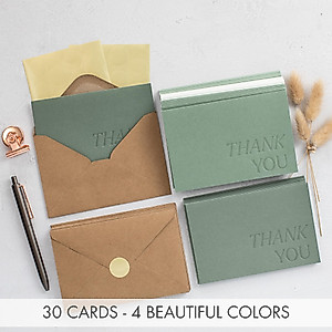 Beautiful Thank You Cards Set of 30 With Envelopes and Stickers - Elegant Blank Cards For Personalized Notes - Perfect Bulk Stationary Set For All Occasions incl. Weddings, Business & Baby Showers