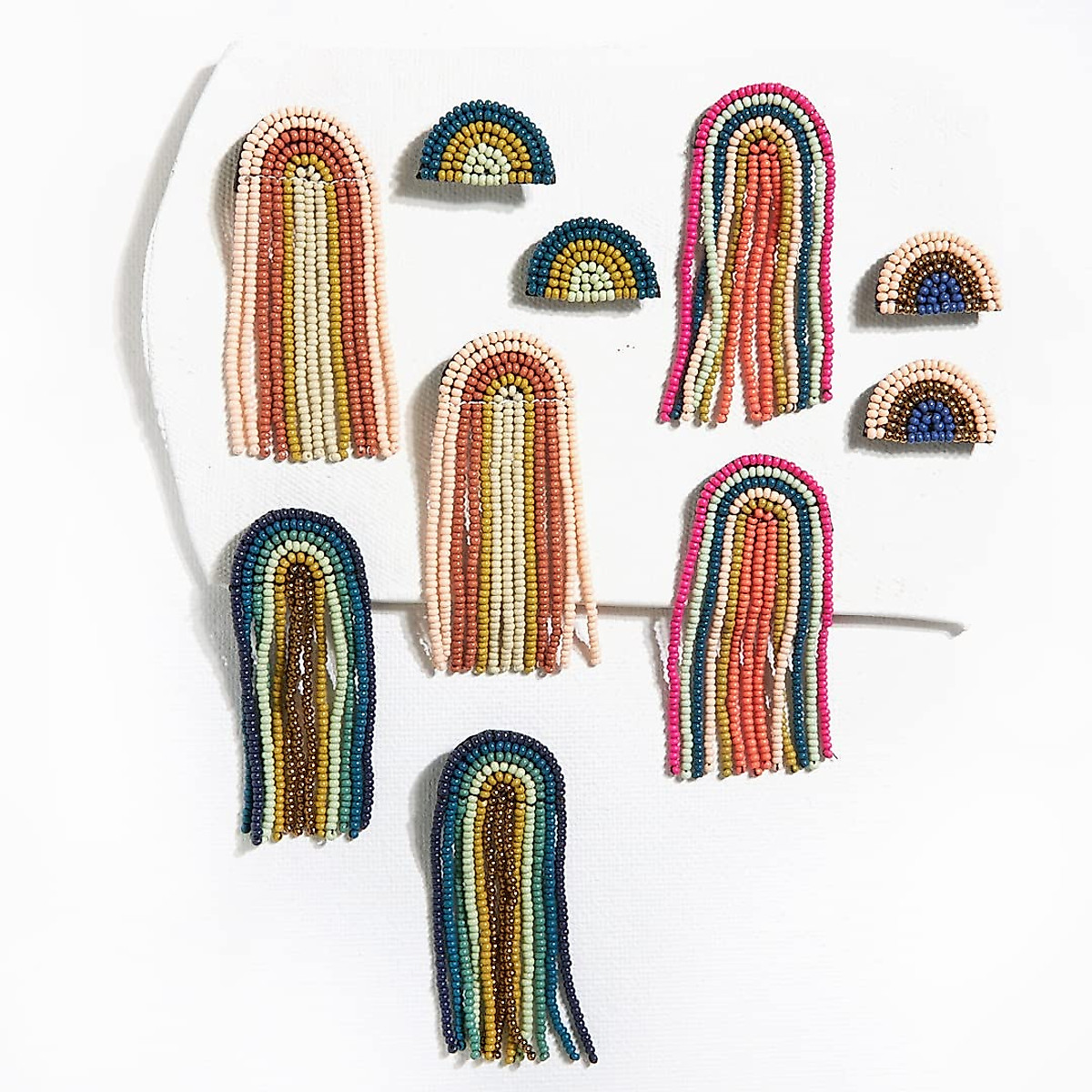 INK + ALLOY Women's Skylar 2.25-Inch Rainbow Fringe Beaded Boho Earrings Handmade Jewelry for the Modern Bohemian (Teal Navy)