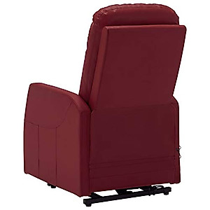 AJSEOYBS Massage Recliner,Chair Adjustable Home Theater Seating,Single Recliner Sofa Chair,Stand-up Massage Recliner Wine Red Faux Leather