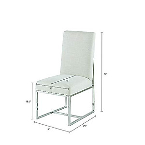 Madison Park Junn Dining Chairs - High Back, Soft Modern Luxe Accent Furniture, Sturdy Chrome Metal Legs Kitchen-Stool, All Cushion Deep Seating, 19"W x 26"D x 40"H, Natural