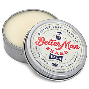 BETTER MAN BEARD Balm - 2 oz All-Natural Moisturizing Beard Balm with Therapeutic Grade Essential Oils & 100% Natural Formula - Balm-01