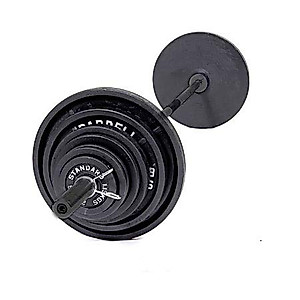 WF Athletic Supply 300 LB Cast Iron Olympic Weight Set with 7’ Olympic Bar for Muscle Toning, Strength Building, Weight Loss - Multiple Choices Available (a. Charcoal)