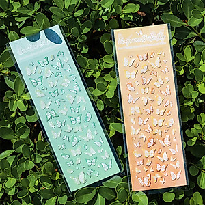 Scrapbook Stickers 24 Sheets Self-Adhesive Deco Stickers,Colorful Butterfly Scrapbooking Sticker,Shiny Korean Stickers Waterproof Journal Stickers for Postcard Photo Planner Diary Card Decoration