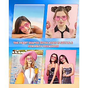 Frienda 20 Pairs Heart Shaped Sunglasses Rimless Candy Color Glasses for Women Men Party Favor(Pink)