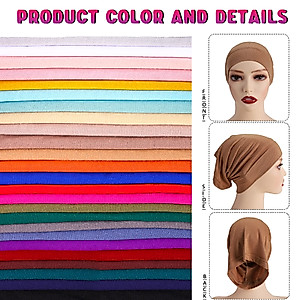 JenPen 25 Pcs Under Scarf Hijab Cap Unisex Dreadlock Cap Women Stretch Under Caps Solid Color Under Scarf Woman Hijab Hats, 25 Colors