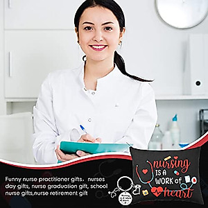 12 Pcs Nurse Appreciation Gift Set 6 Nurse Makeup Bags and 6 Nurse Appreciation Keychains Nurse Christmas Gift for Women(Novel Style)