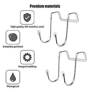 Stainless Steel Drawer Hook,Multipurpose Cabinet Door Hanger,Double Conjoined Organizer Tool,Bathroom/Kitchen/Closet/Laundry/Fence Gadget,Heavy Duty/No Drilling/Strong Bearing/Silver(4pcs)