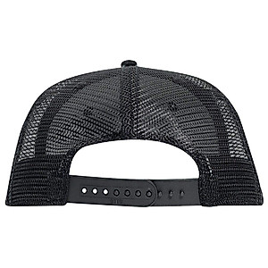 OTTO SNAP Cotton Twill Round Flat Visor 6 Panel Mesh Back Trucker Snapback - Black