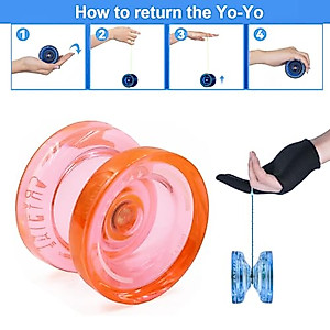MAGICYOYO K2 Crystal Orange Professional Responsive Yoyo Ball with Yo Yo Bag+ Yo-yo Glove+ 12 Yoyos Strings Kit, Plastic Yo-yos