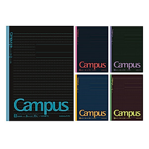 KOKUYO Composition Notebooks, 5 Pack Campus Semi-B5 Comp Book with Dot B 6mm Ruled, 30 Sheets, School Lined Notebook in Black, Journal Notebook for Women Work Study Note Taking. (NO-3CDBTNX5)