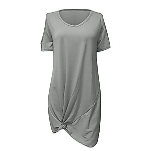 Women's 2021 Summer Boho Maxi Dress V-Neck Short Sleeve Solid Color Off-the-shoulder Dress Maternity Prom Dress (Gray, M)