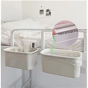 2 Pack White Hanging Cup Holders,10x5x4.5"Trolley Basket Storage,Rolling Cart Accessories Hanging Buckets Hanging Bins,Plant Containers,Storage Bucket,Make Up Pencil Holder,Kitchen Storage Container