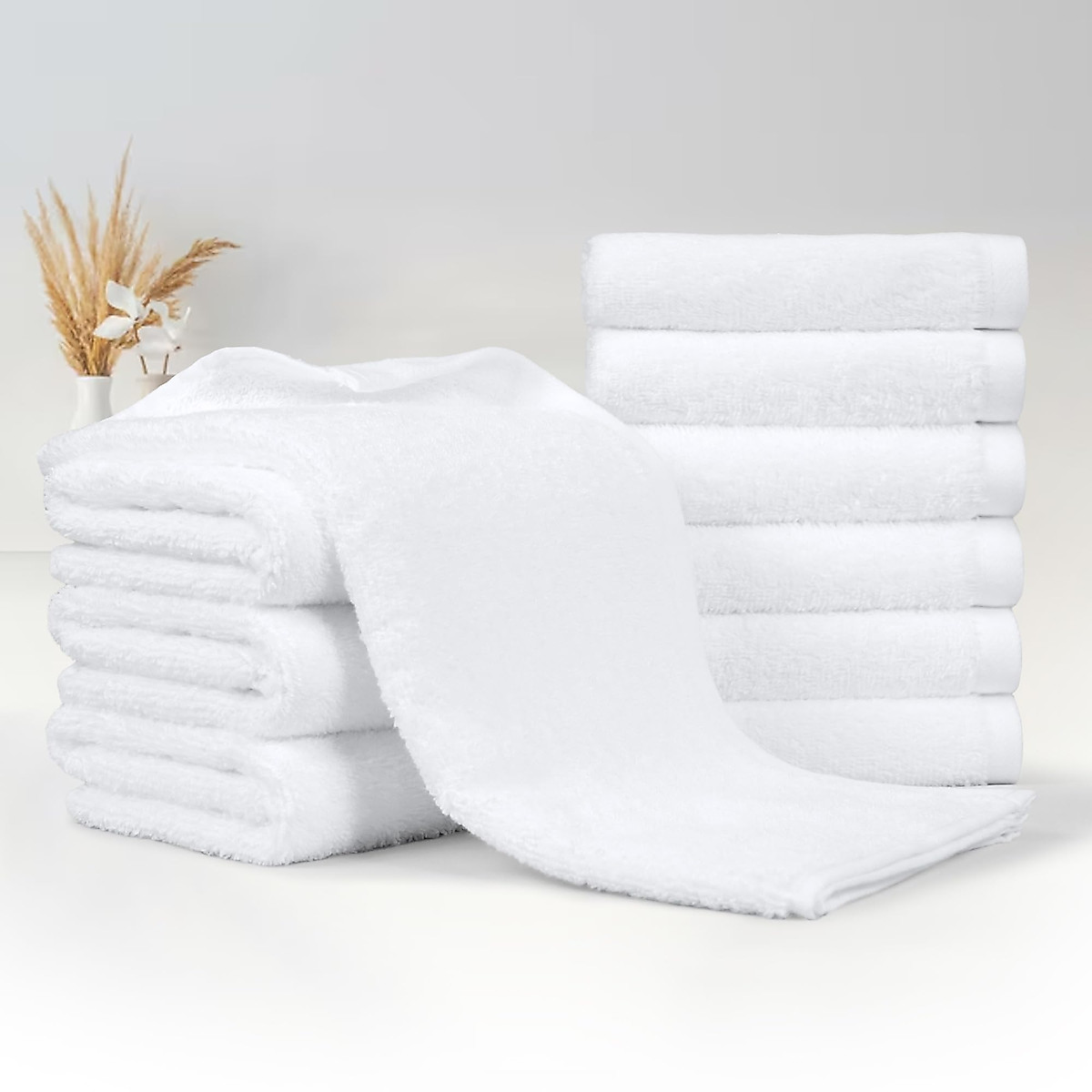 Amazon Basics Cotton Hand Towel - 12-Pack, White