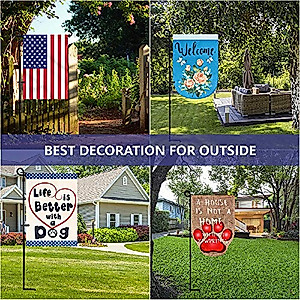 YEAHOME Garden Flag Holder Stand, 6mm Weather-Proof Yard Flag Pole Black Metal Powder-Coated Flagpole with Tiger Clip and Rubber Stopper for Garden Flags Outdoor Decoration