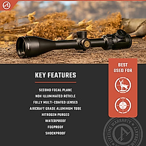 Athlon Optics , Talos , Riflescope , 6-24 x 50 Second Focal Plane (SFP) 1" Tube, Illuminated ATMR1 MIL Reticle, Black