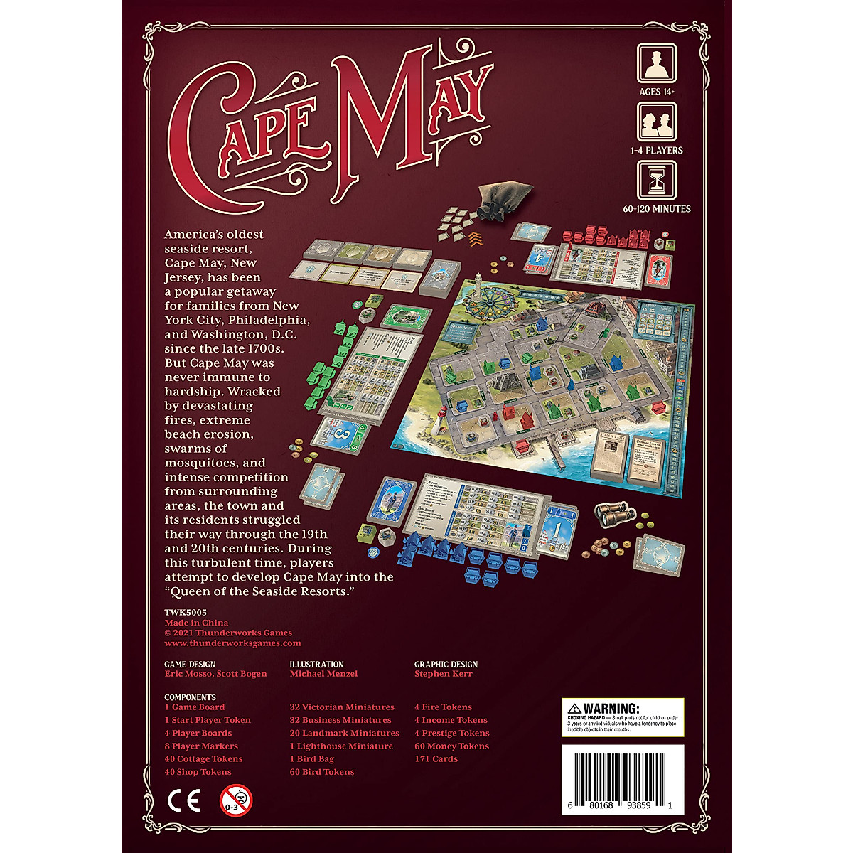 Thunderworks Games - Cape May | Seaside Resort City Building Board Game | Strategy Resource Management and Set Collection | Thematic Board Game | Ages 14+ | Family Game for 1-4 Players |60-120 Minutes
