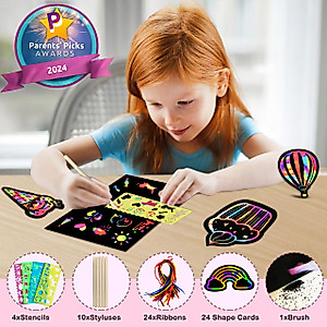 ZMLM Scratch Paper Art-Craft for Girls: Rainbow Scratch Magic Drawing Set Paper Pad Board Supply Kit Girl Project Activity for 3-12 Age Kid Toy Holiday|Party |Birthday|Children's Easter Day Gift