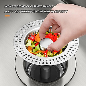 KUNMNGF Sink Stopper,Sink Strainer,Kitchen Sink Stopper,Sink Drain Stopper,Kitchen Sink Strainer,Stainless Steel Kitchen Sink Pop-Up Core Strainer,Bathtub Sink Strainer for Kitchen,Bathroom, Silver